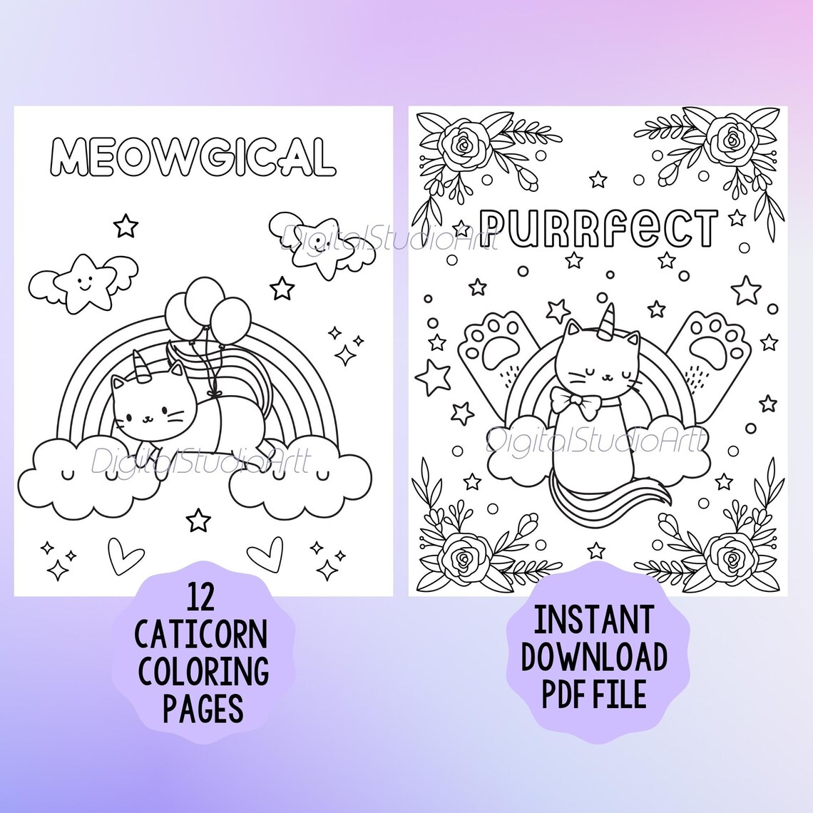 12 Caticorn Coloring Pages, Cute Coloring Pages, Kids Coloring ...