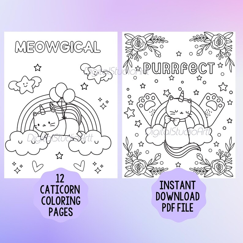 12 Caticorn Coloring Pages, Cute Coloring Pages, Kids Coloring ...