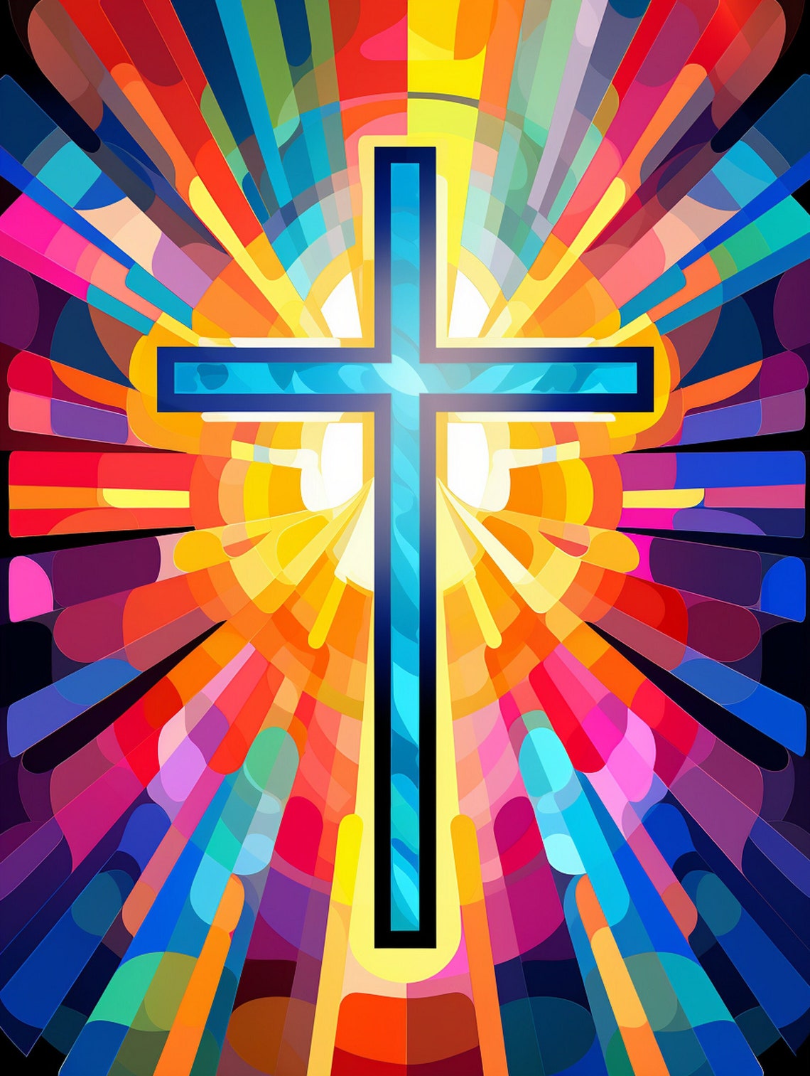 Vibrant Cross | Christian Wall Art | Midjourney Art - Etsy