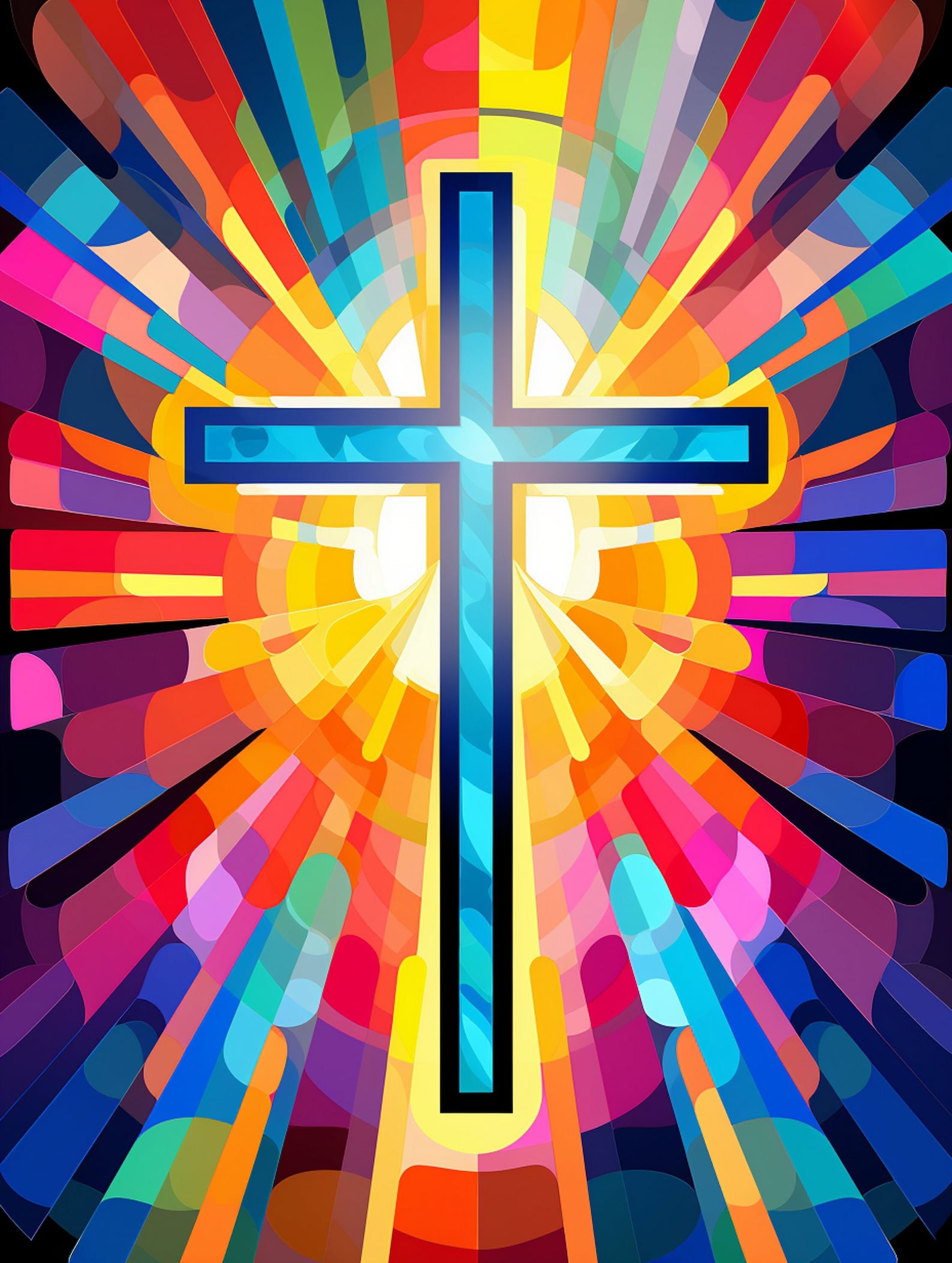 Vibrant Cross | Christian Wall Art | Midjourney Art - Etsy