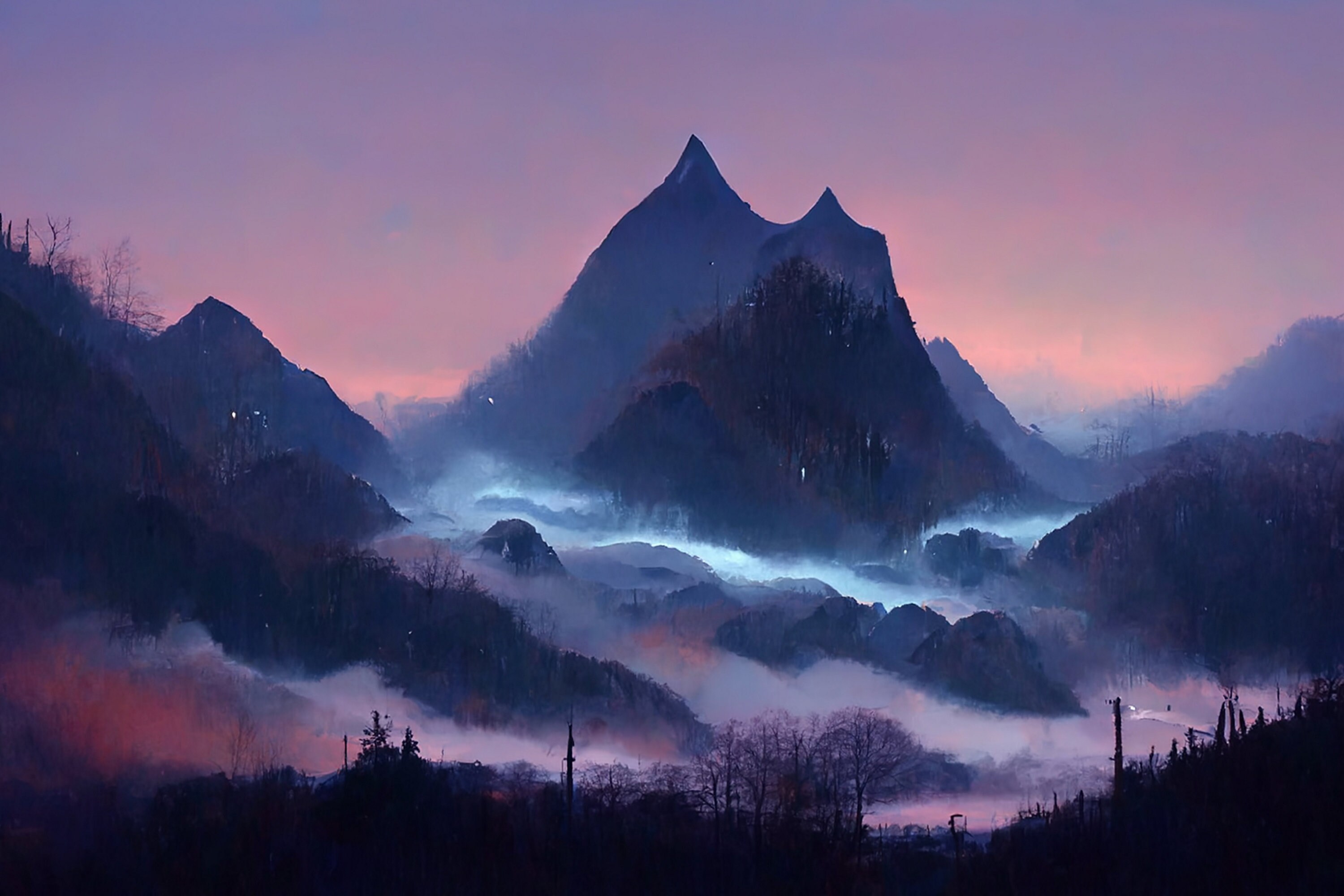 Mount Indigo | Eerie Mountain Wall Art | Midjourney Art - Etsy