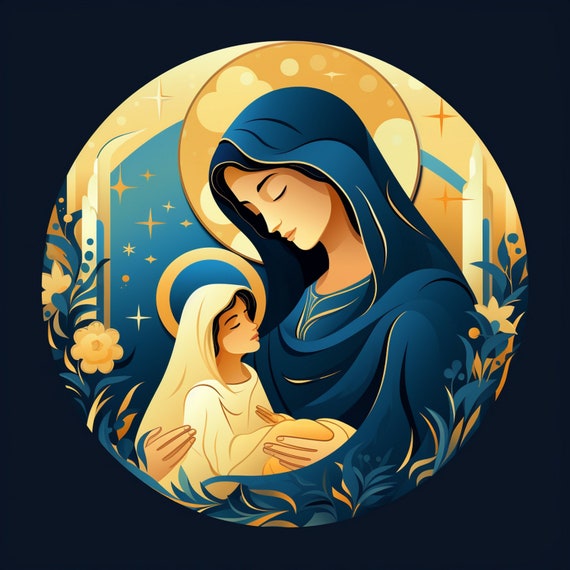 Mary And Baby Jesus Cartoon