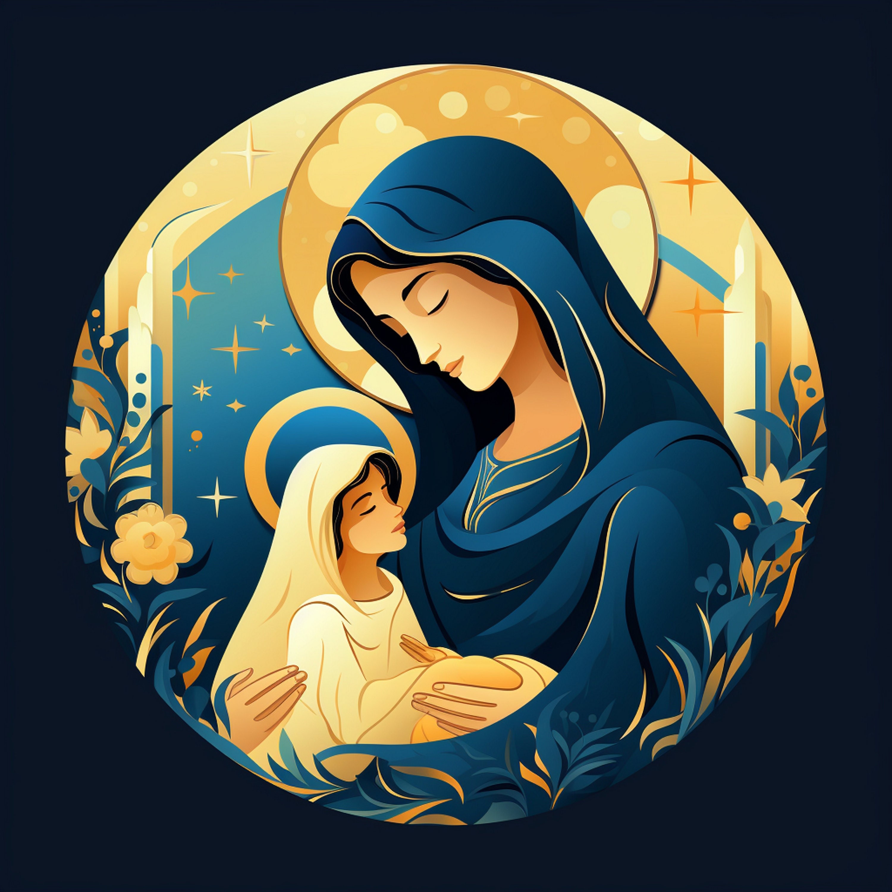 Mother Mary Baby Jesus Christian Art Midjourney Ai Art Etsy
