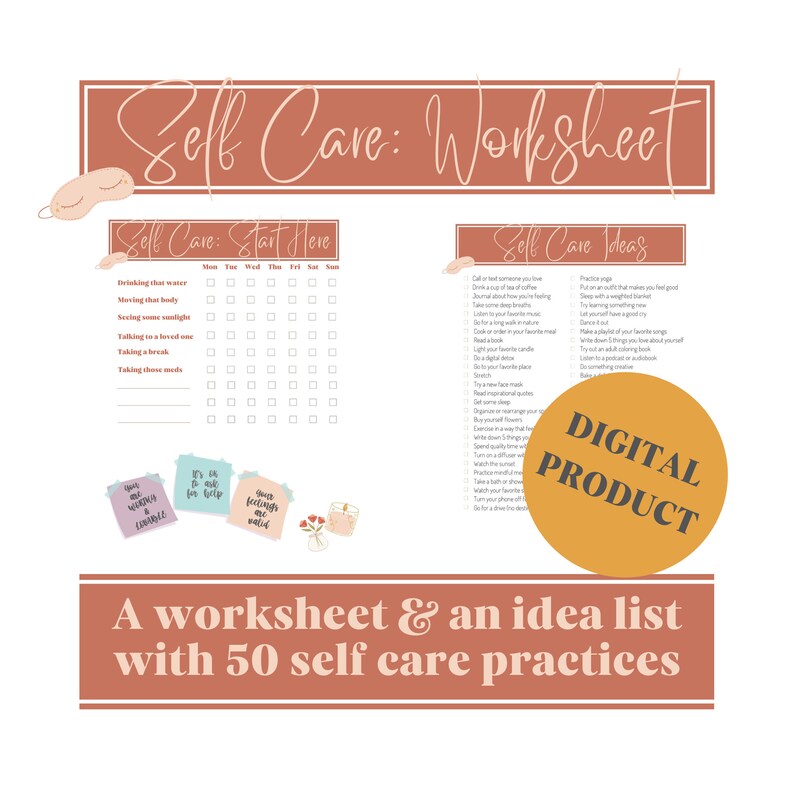 Printable Self Care Worksheet and Self Care Ideas - Etsy
