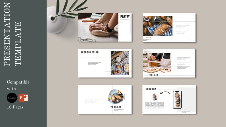 Minimal Pastry Powerpoint Template, Chef Book Design Canva Slides ...