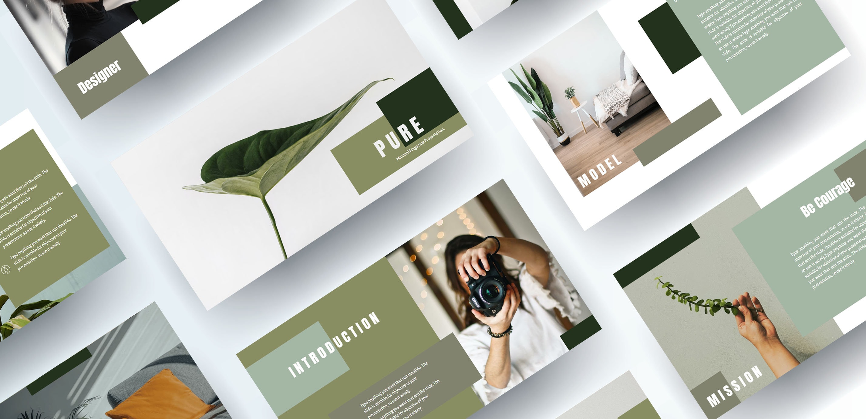 Clean Green Magazine Canva Slide, Minimal Nature Art Design Powerpoint ...