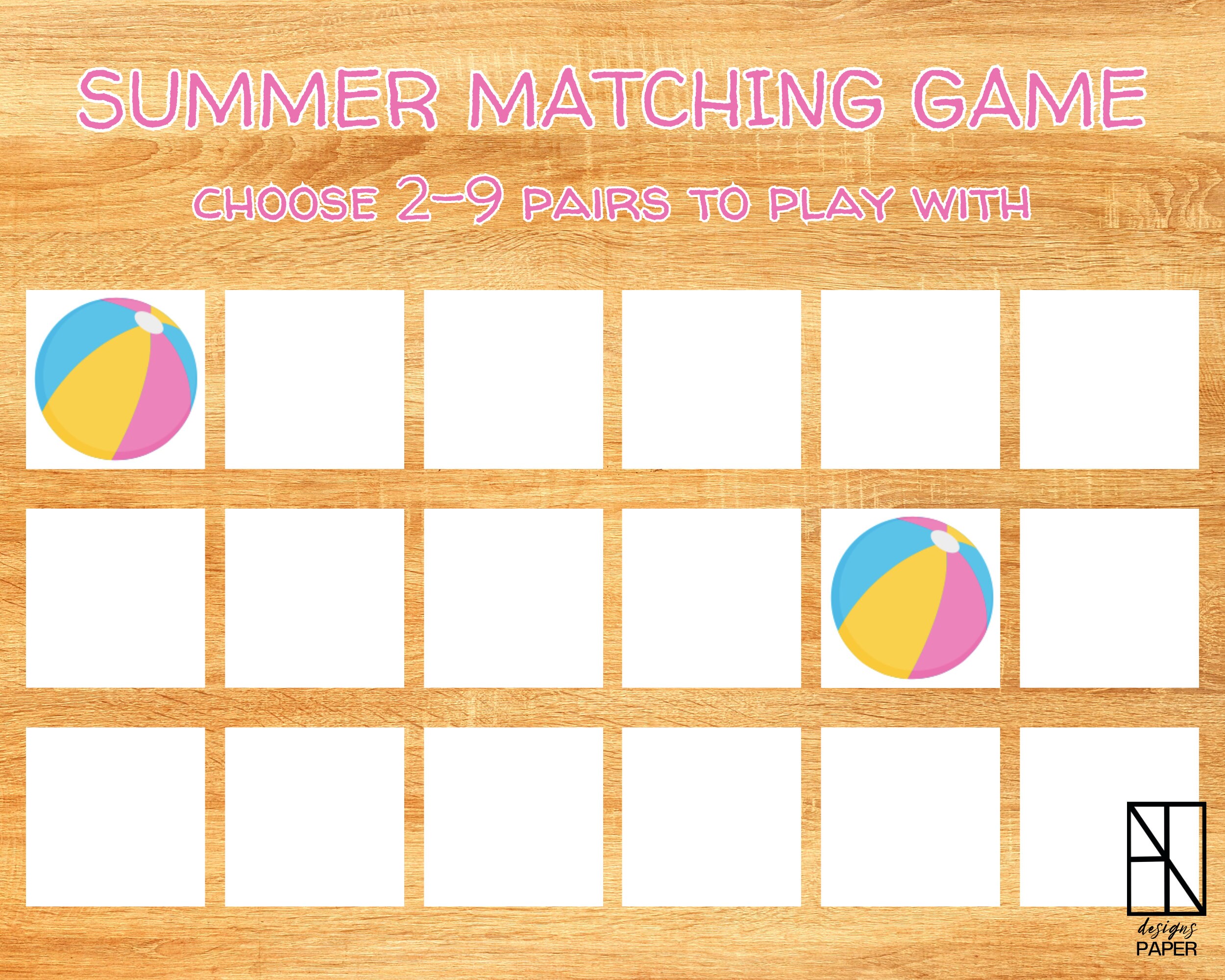 Summer Memory Game | Digital Download | Matching Activity | Summer Fun ...