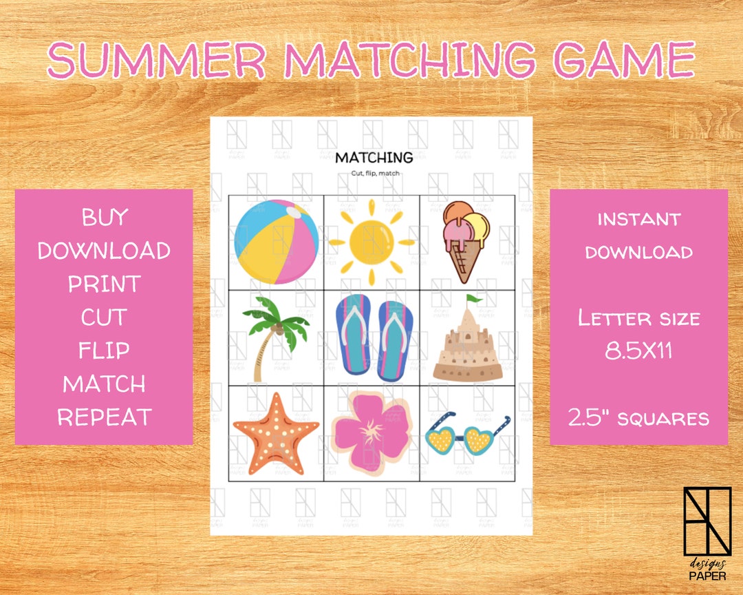 Summer Memory Game | Digital Download | Matching Activity | Summer Fun ...