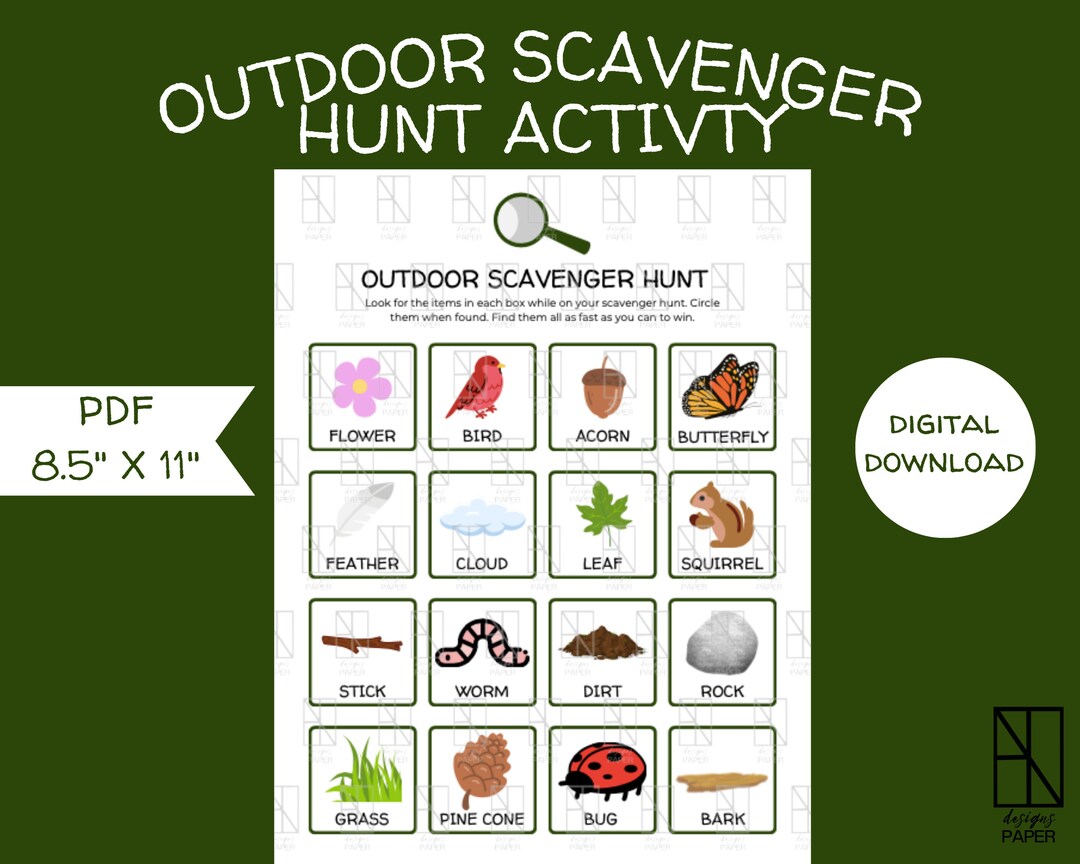 Outdoor Scavenger Hunt Activity | Digital Download | Summer Fun ...