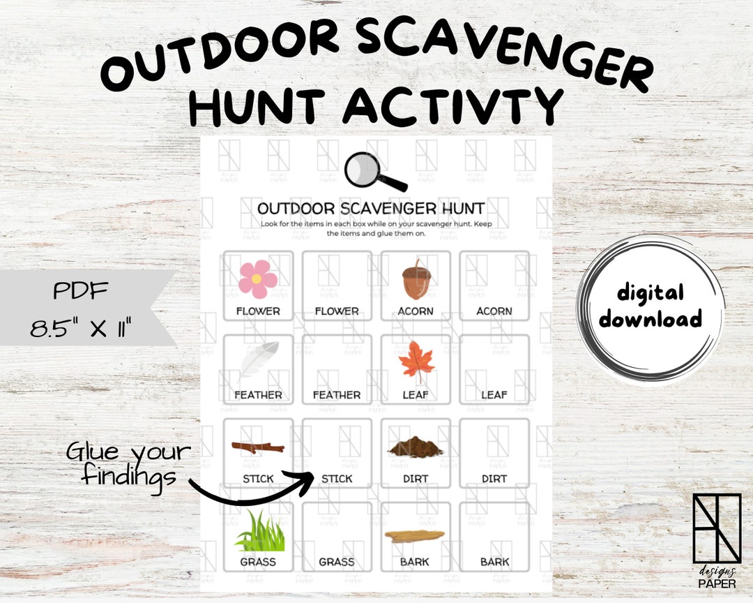 Outdoor Scavenger Hunt Activity | Digital Download | Summer Fun ...