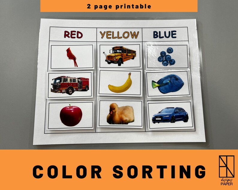 Color Sorting Activity Printable | Real Images | Color Matching Game ...
