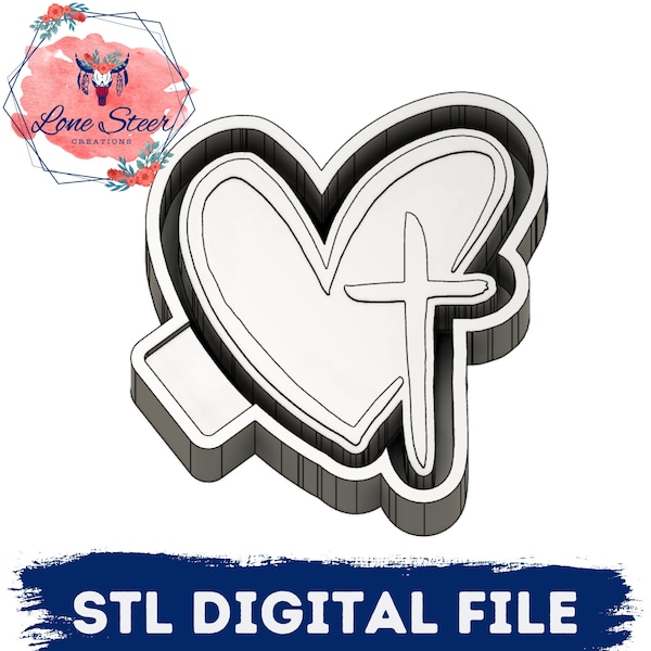 Cross With Heart Stl - Etsy