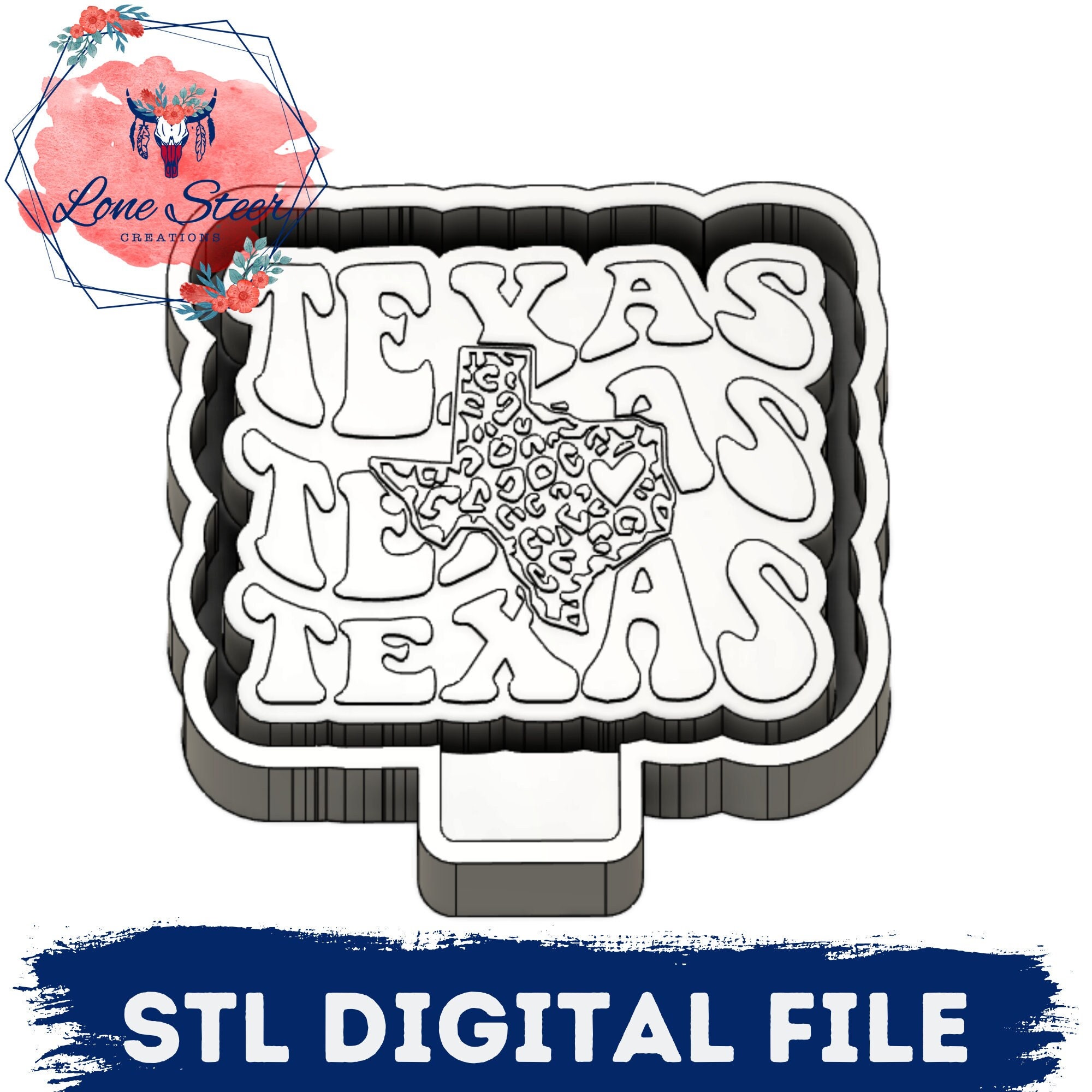 Texas Stacked With Leopard Texas Freshie Blank for Molding 3D Printer ...