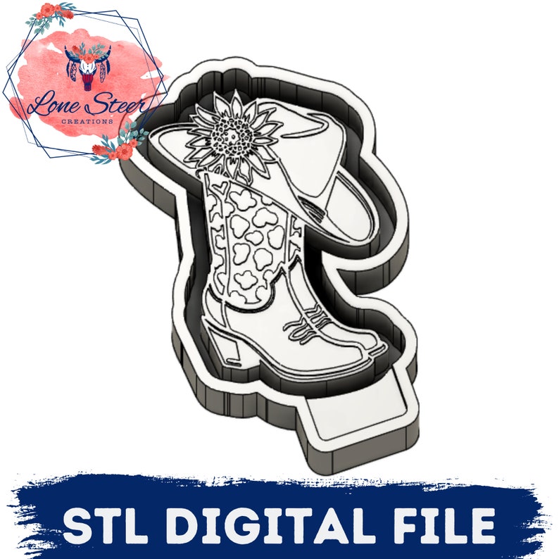 Boots With Sunflower Freshie Blank for Molding 3D Printer File STL - Etsy