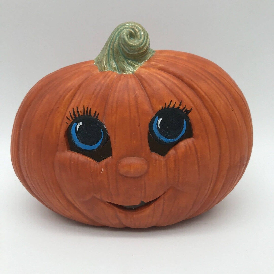 Vintage Ceramic Light-up Lamp Smiling Pumpkin Halloween - Etsy