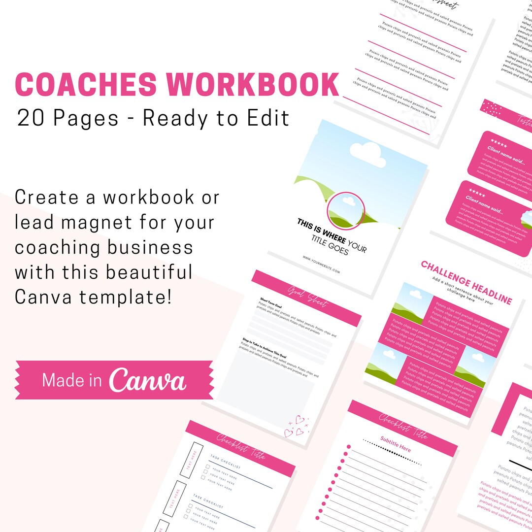 Coaching Workbook Canva Template INSTANT DOWNLOAD Pink Fuchsia Planner ...