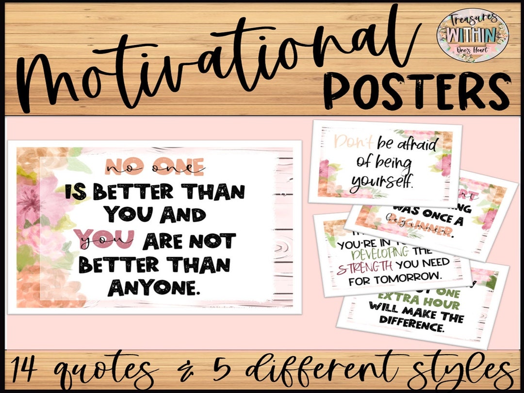 Floral Quotes Poster Set With 14 Different Quotes & 5 Different Styles ...