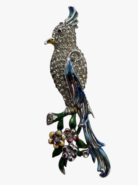 Vintage Coro Parrot Duette Brooch-Fur Clip, 1940s - Gem