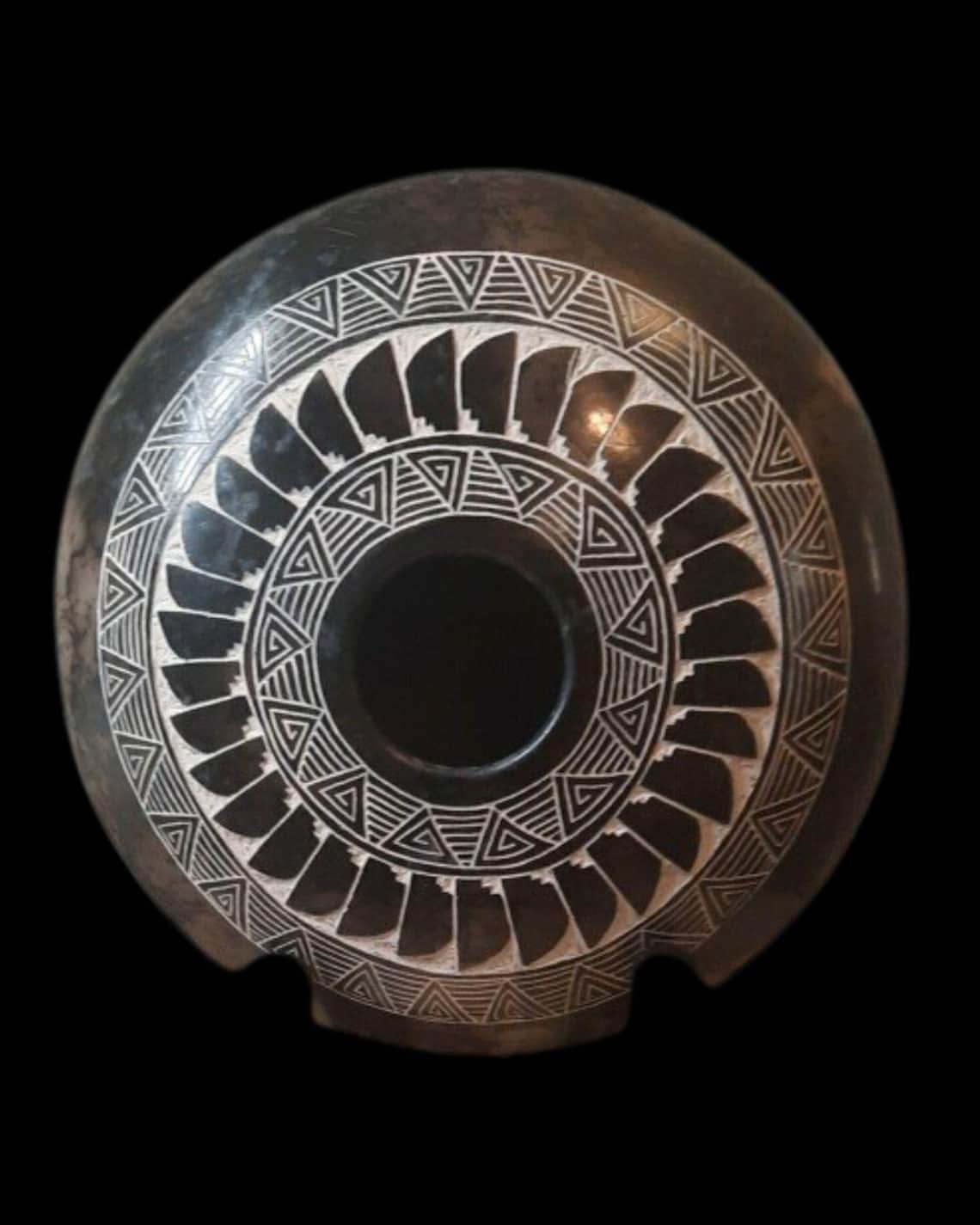 Acoma Pueblo Feather and Horsehair Pottery Flat Seed Pot – A Symbol of ...