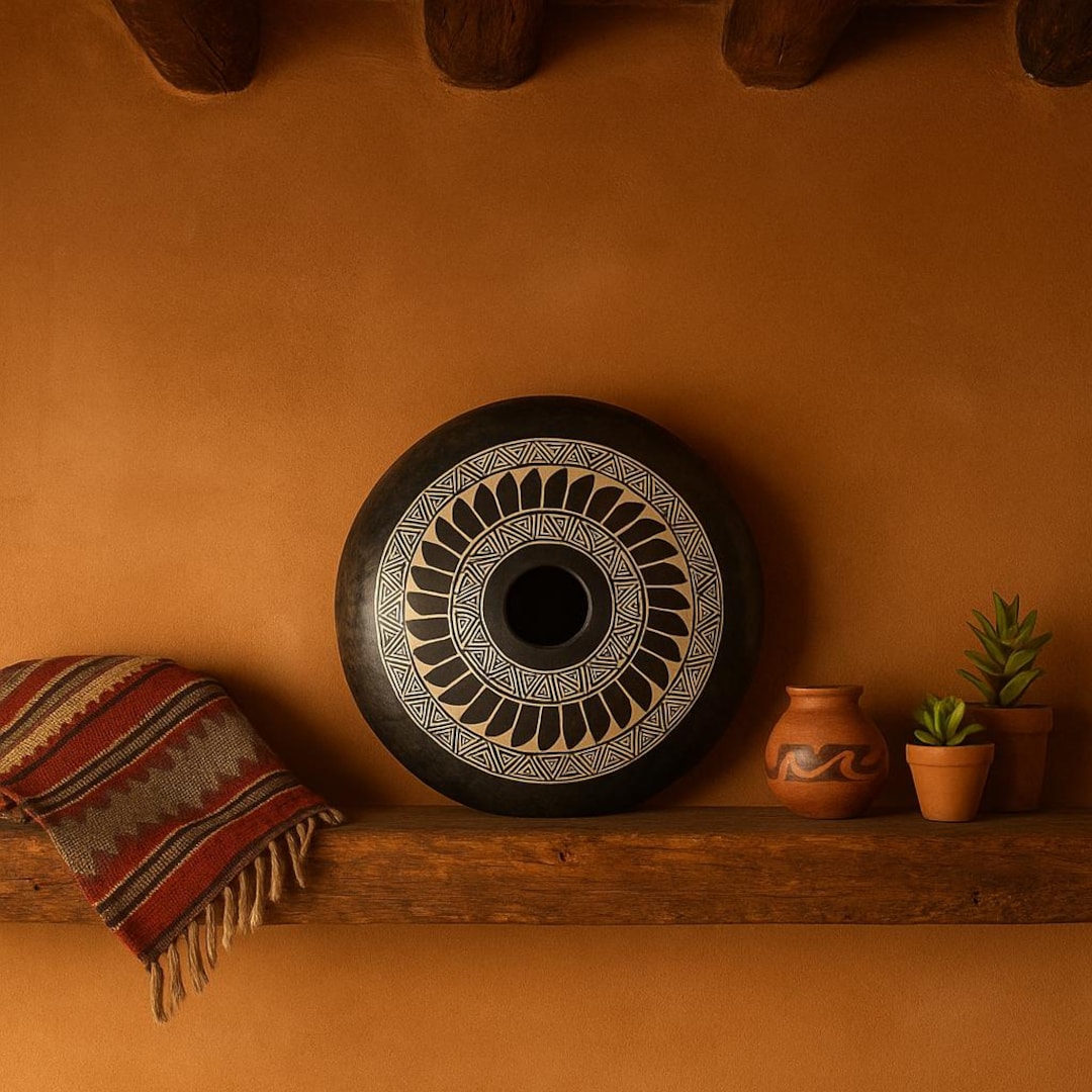 Acoma Pueblo Feather and Horsehair Pottery Flat Seed Pot – A Symbol of ...