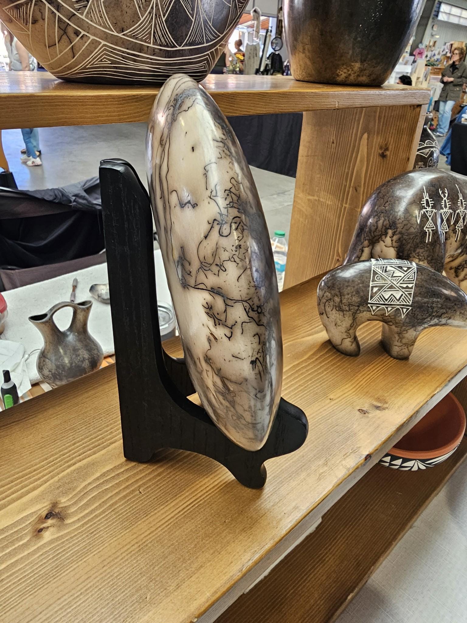 Acoma Pueblo Feather and Horsehair Pottery Flat Seed Pot – A Symbol of ...