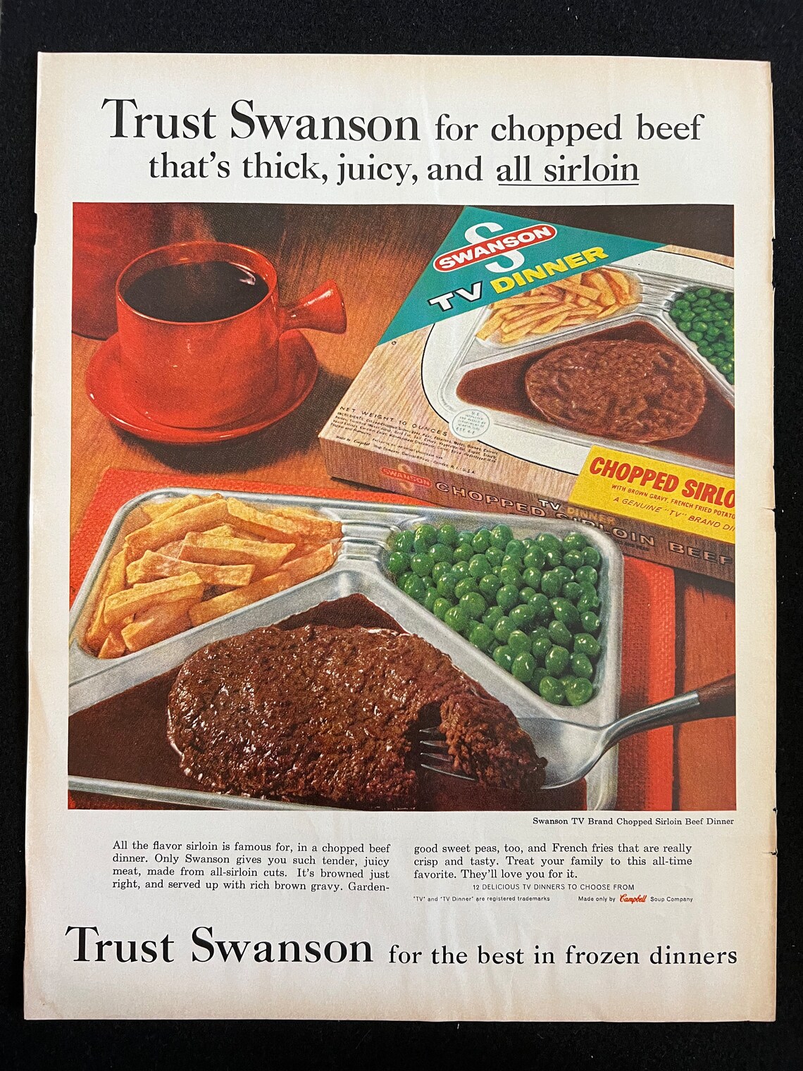 1963 Campbell Swanson TV Dinner Vintage Magazine Ad Nostalgia Decor ...