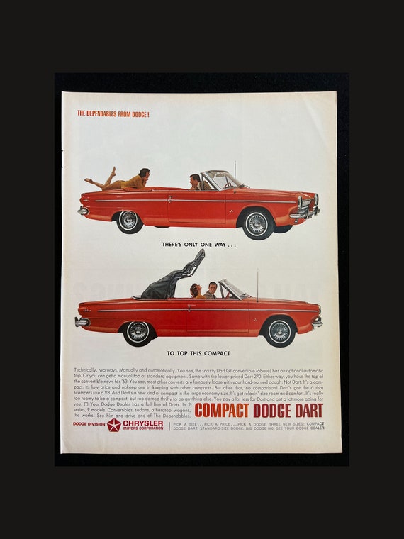1963 Dodge Chrysler Vintage Magazine Ad Nostalgia Decor - Etsy