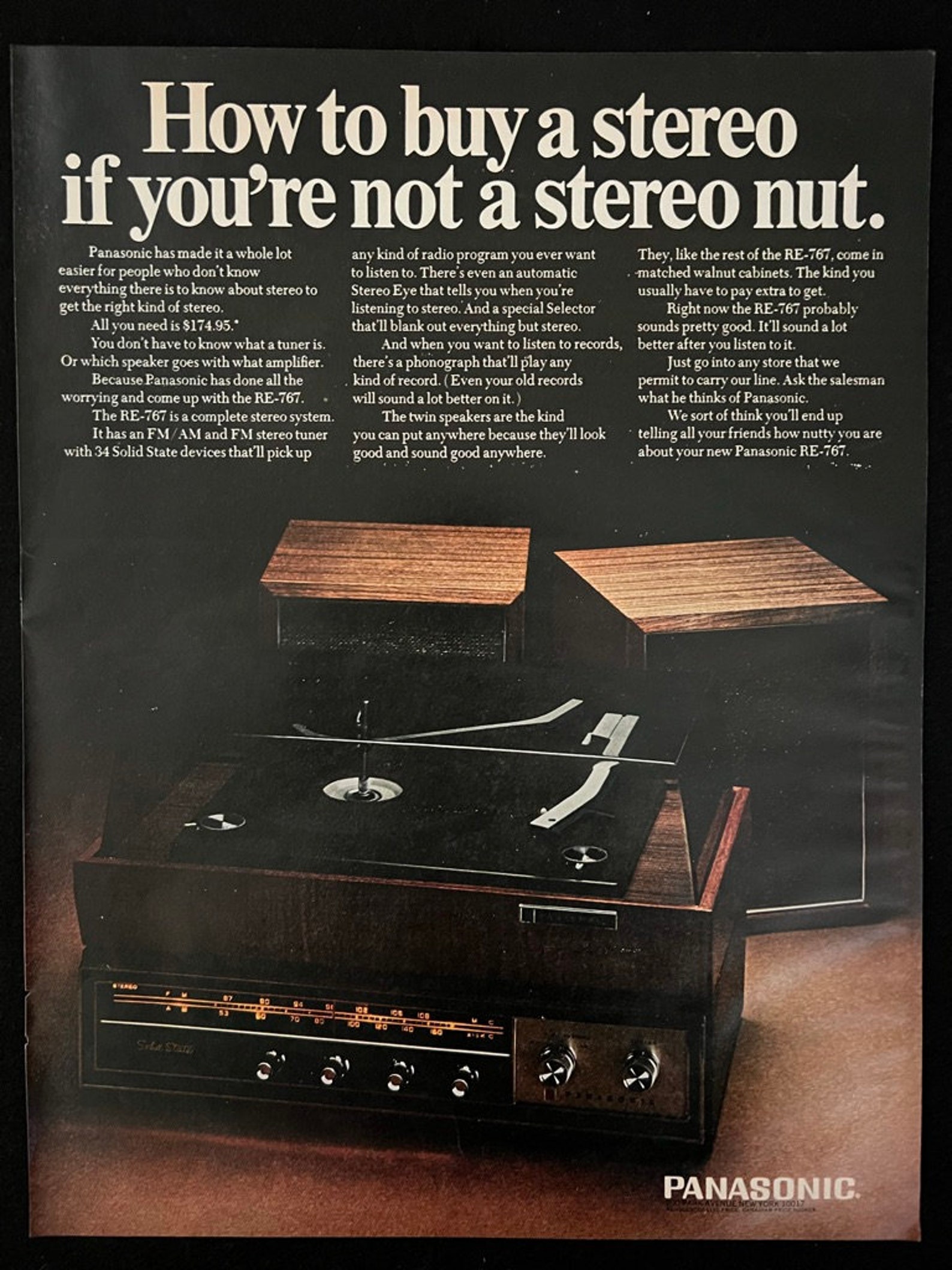 1968 Panasonic Stereo Vintage Magazine Ad | Nostalgia Decor - Etsy