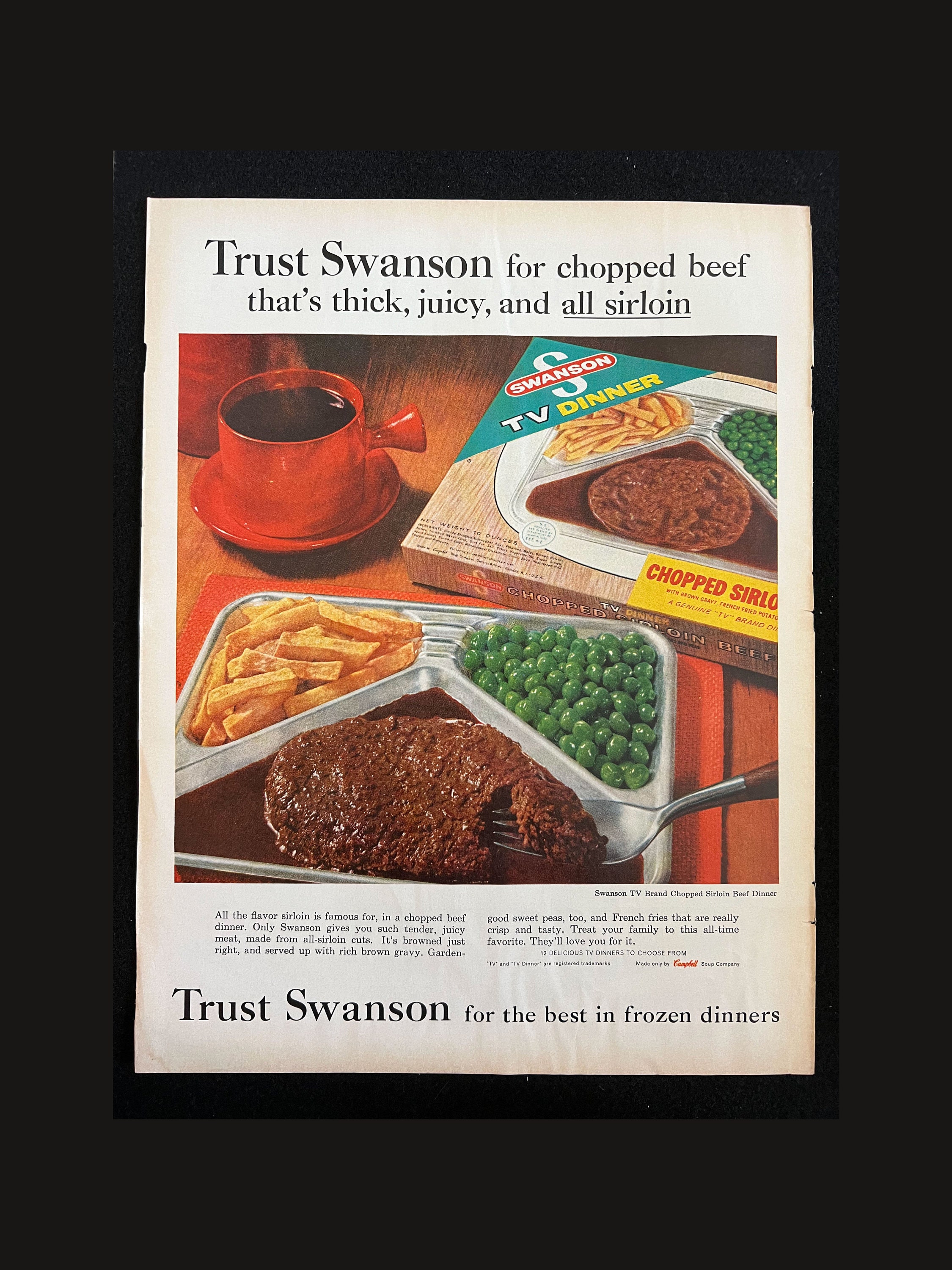 1963 Campbell Swanson TV Dinner Vintage Magazine Ad Nostalgia Decor Retro Collectible Wall Art ...