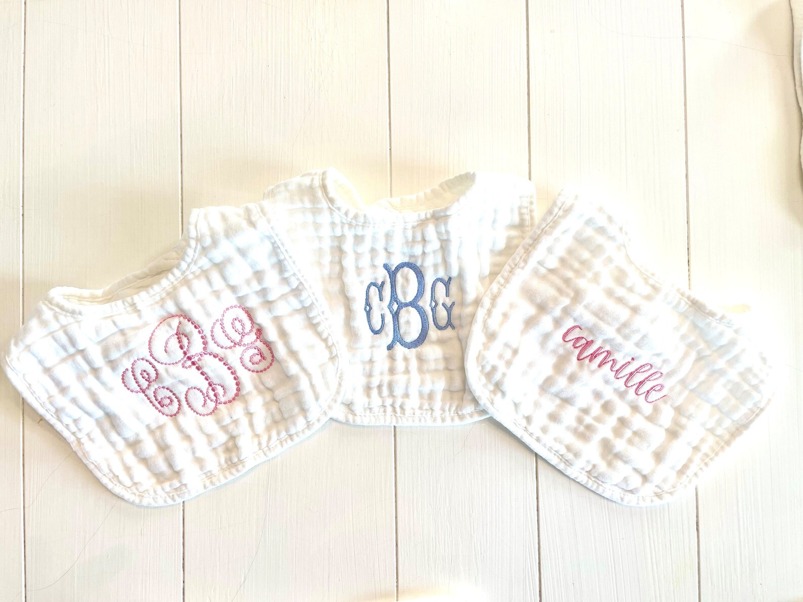 Monogrammed and Personalized Baby Soft Muslin Bib and Burp - Etsy