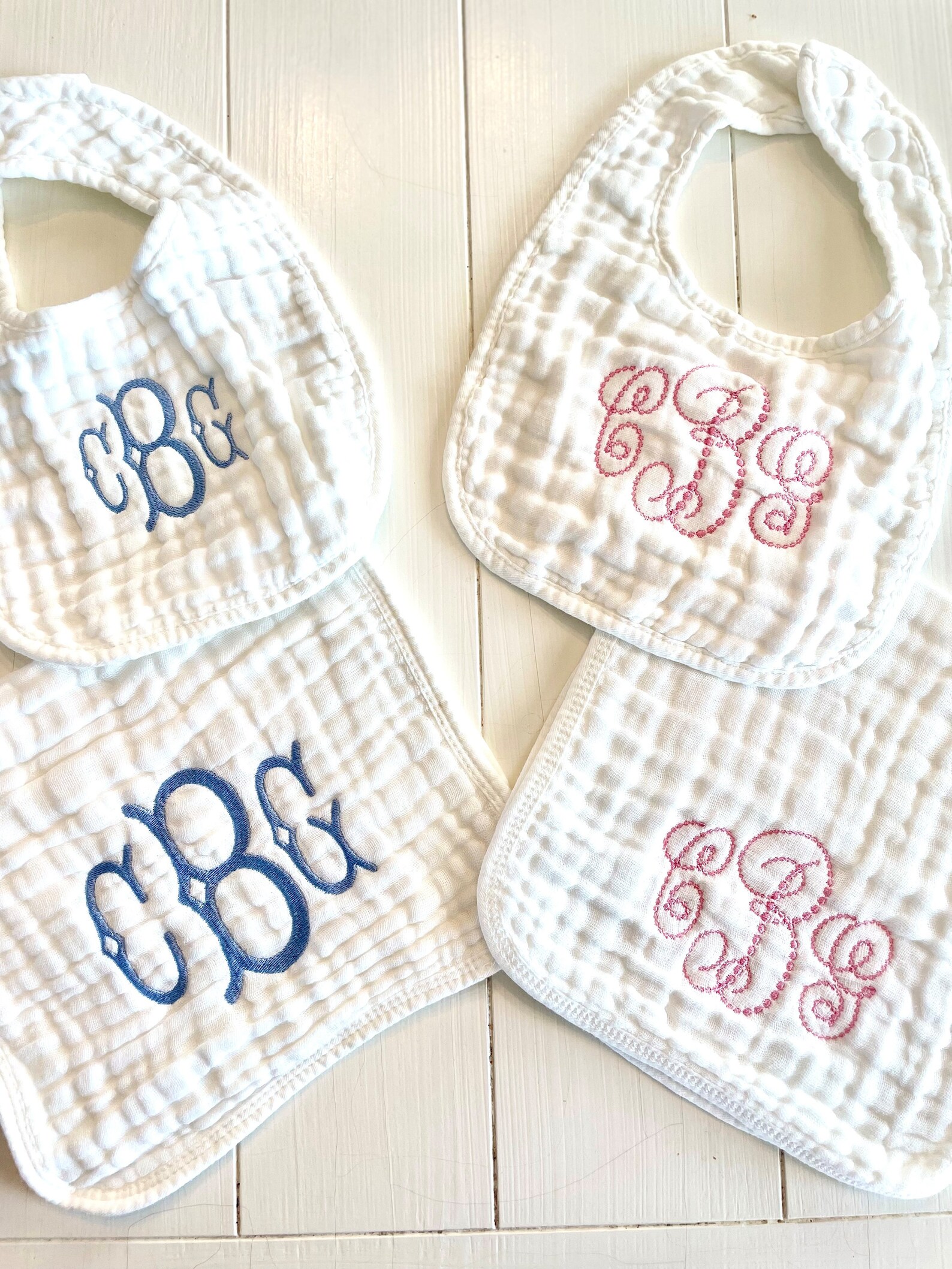 Monogrammed and Personalized Baby Soft Muslin Bib and Burp - Etsy
