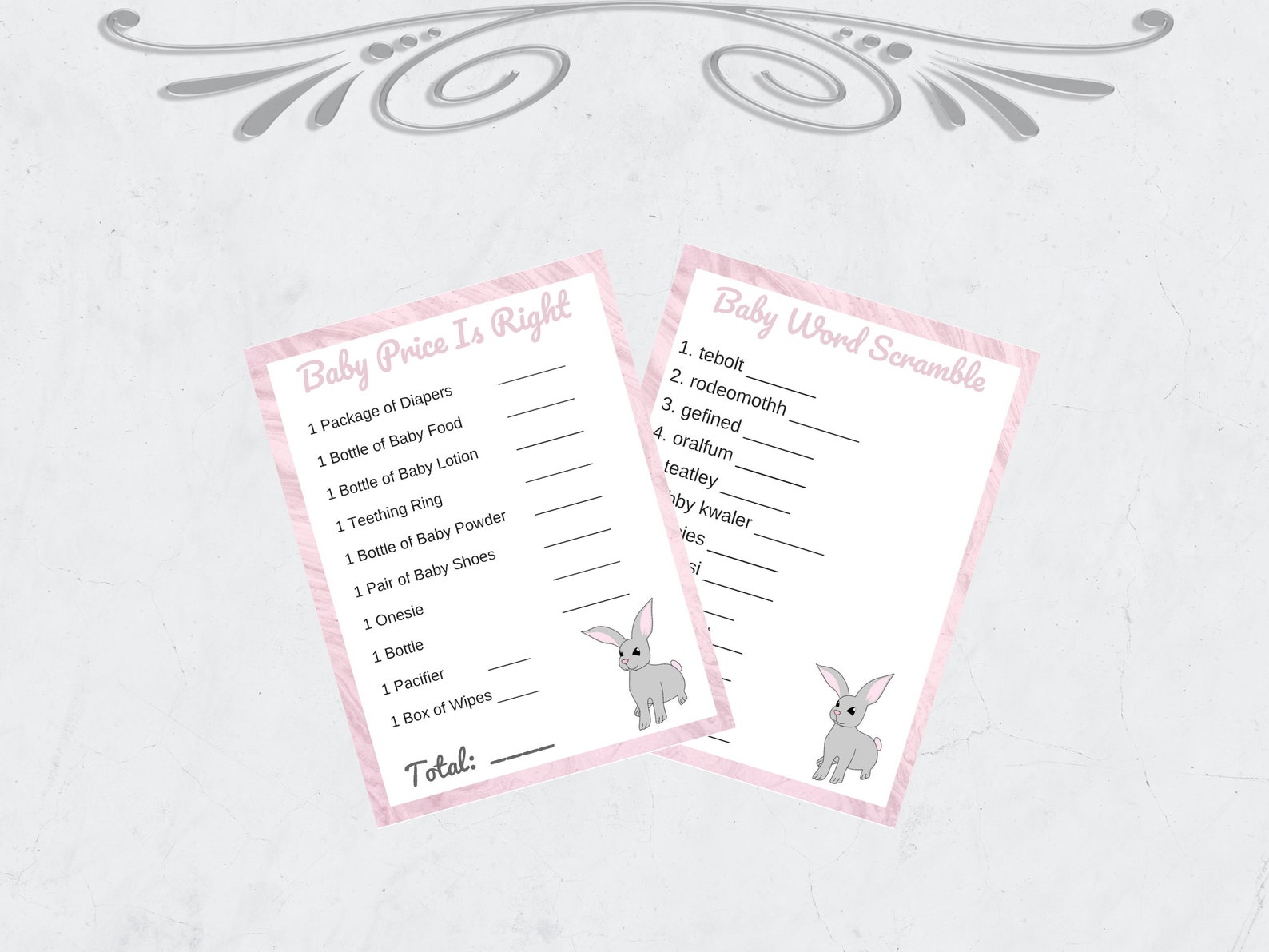 14 Bunny Printable Baby Shower Games for a Girl and Answer Key - Etsy
