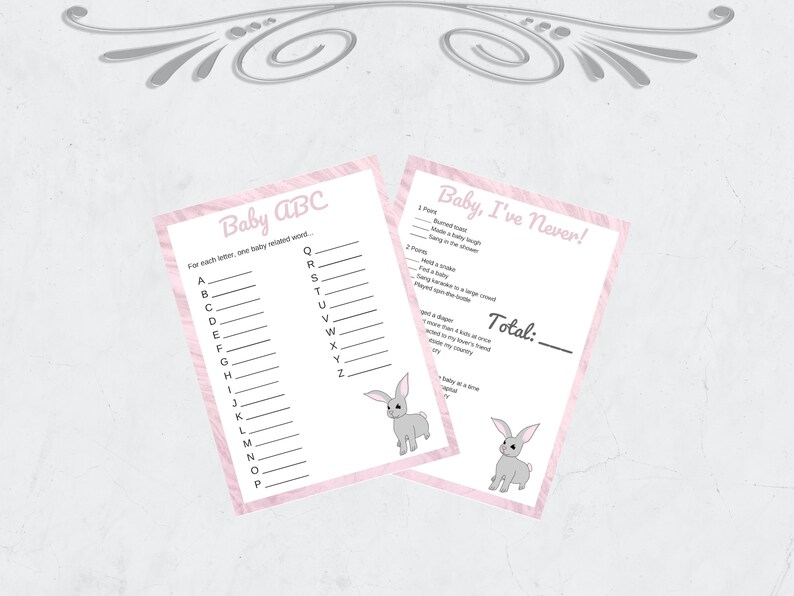 14 Bunny Printable Baby Shower Games for a Girl and Answer Key - Etsy