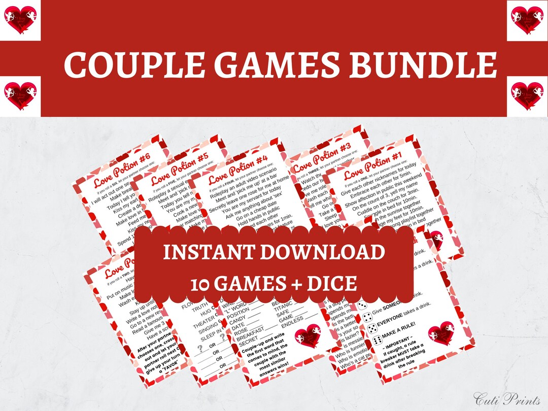 Couples Games I Printable Date Night Game Bundle and Dice for Adults I ...