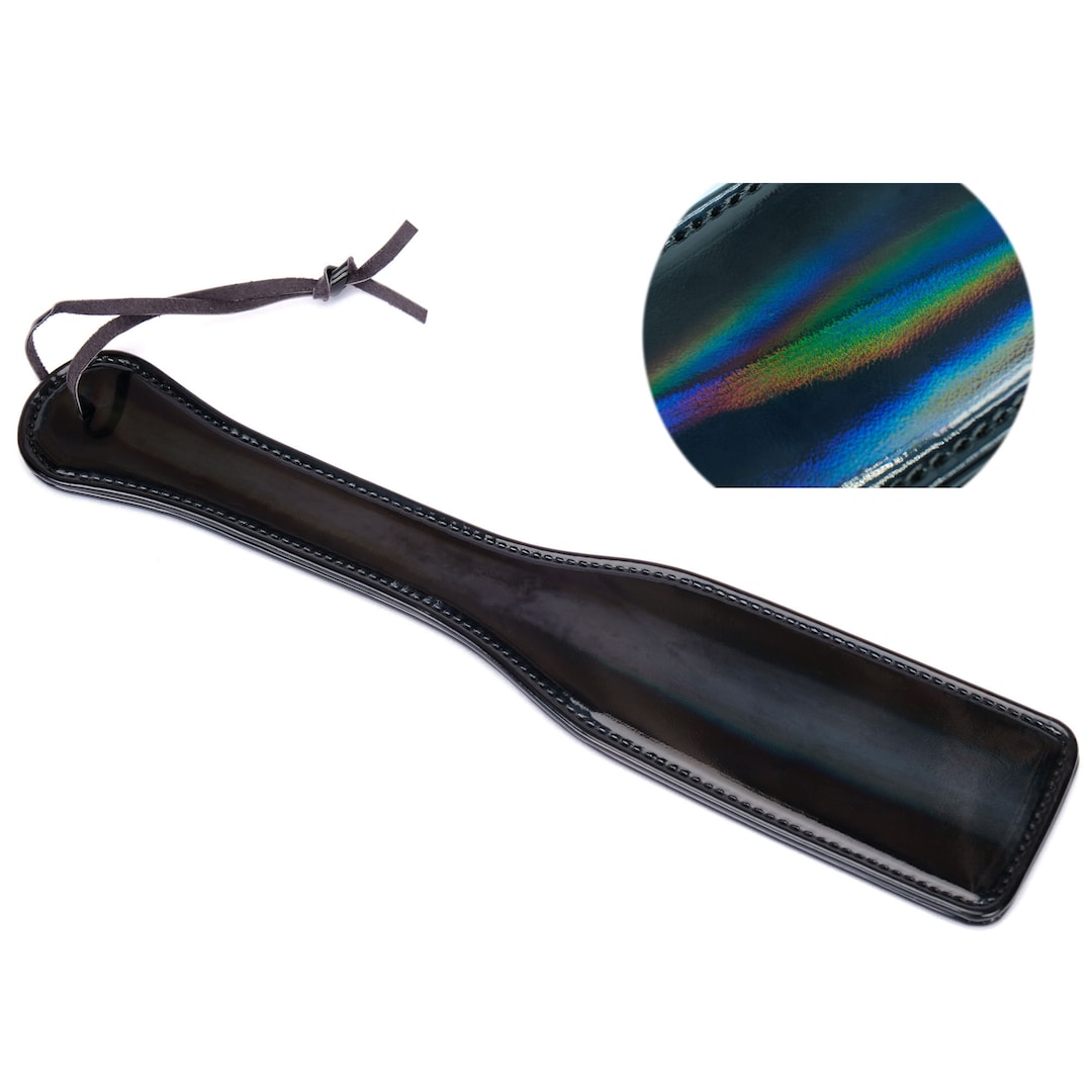 BDSM Leather Paddle Spanking With Holographic Black/shiny Black ...