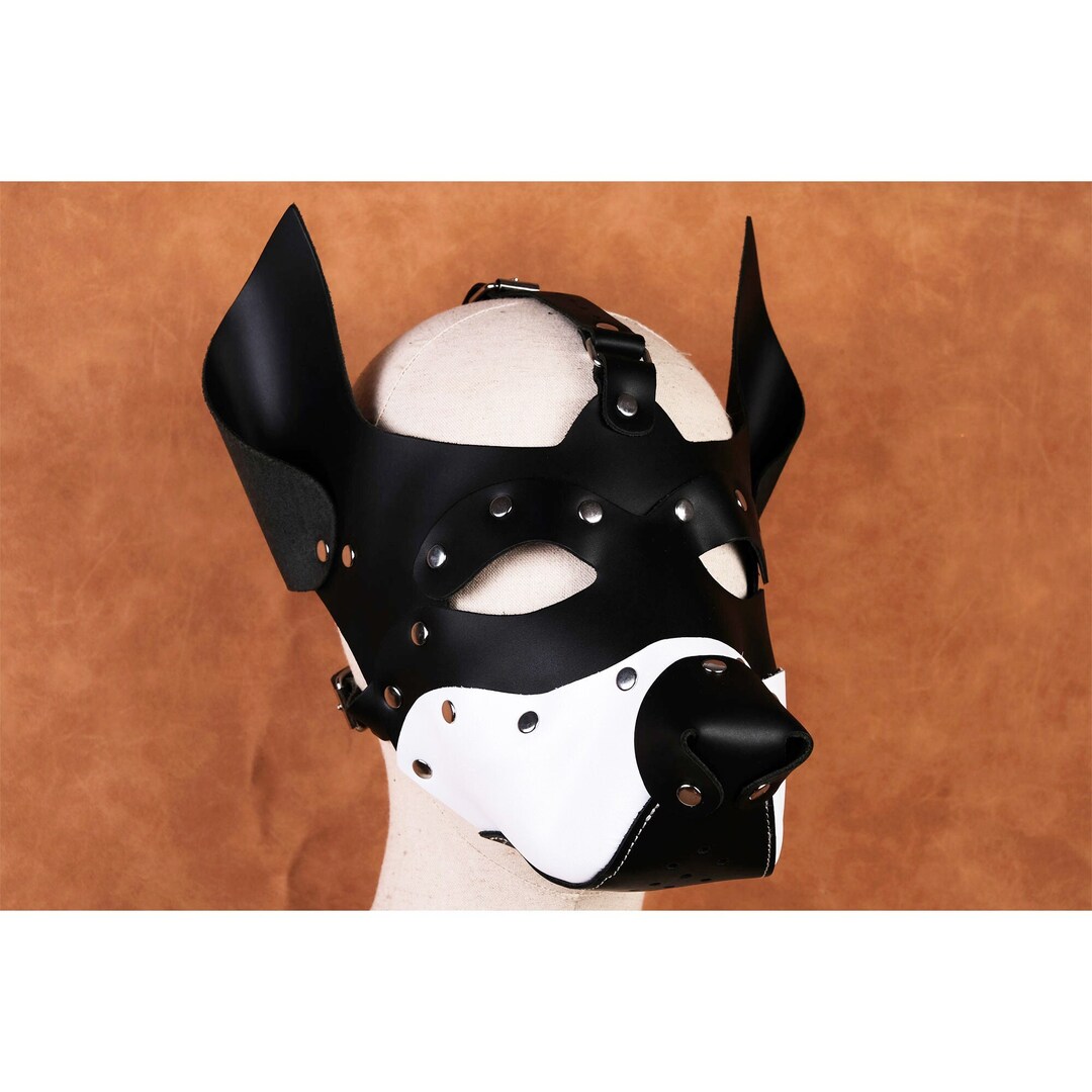 Real Leather Dog Mask/cowhide Leather Puppy Play Hood/cosplay Puppy ...