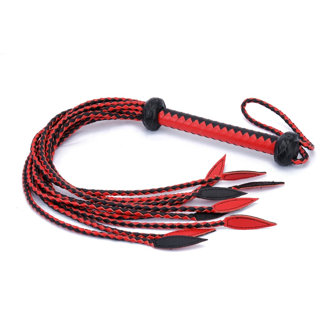 Real Leather Heavy Braided Leather Flogger 9 Tails Falls/handmade Black ...