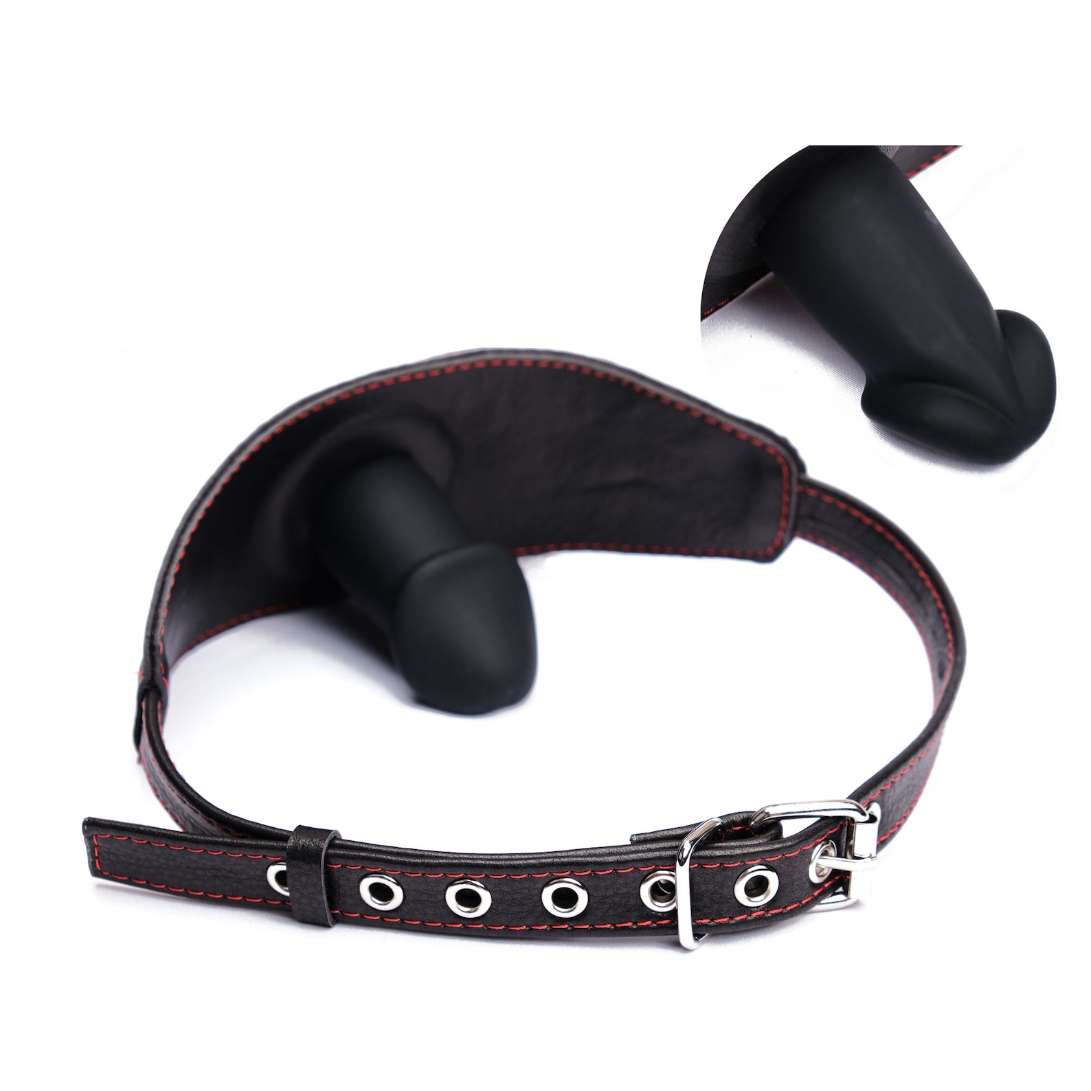 Luxury Full Grain Leather Penis Gag Solid Silicone Dildo Gag Real