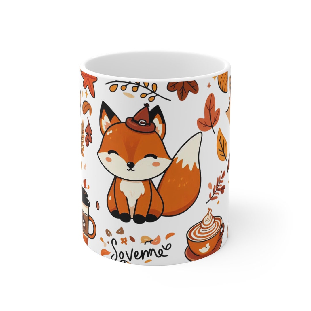 Mug 11oz, Cute Funny Fox Fall Season Design, Great Gift for Coffee and ...