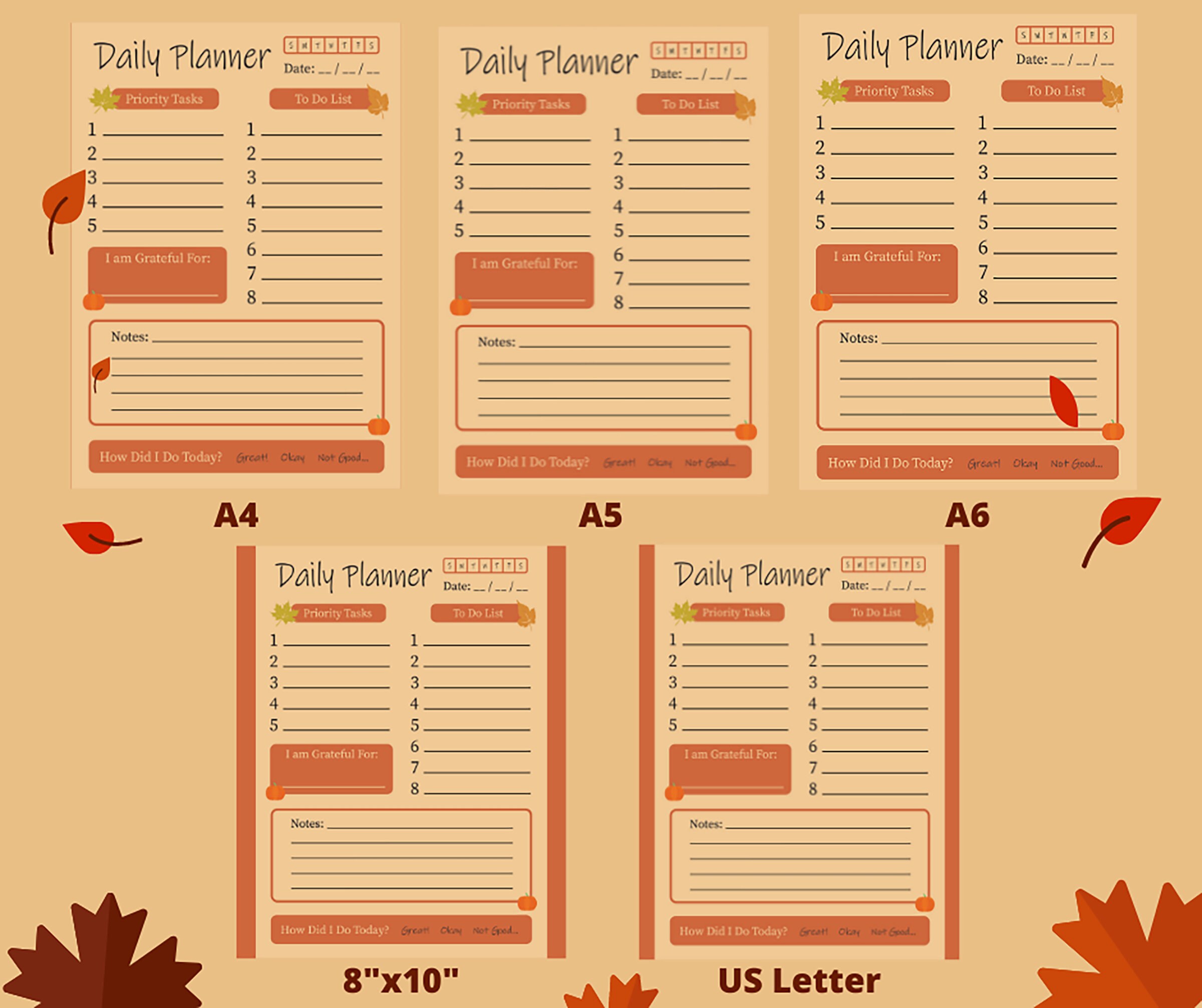 Fall Daily Planner | Printable Organizer (digital Download) - Etsy