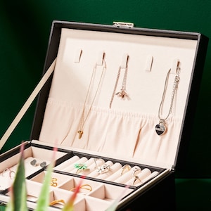 Vegan Personalised Leather Jewellery Box / Personalised Black Vegan ...