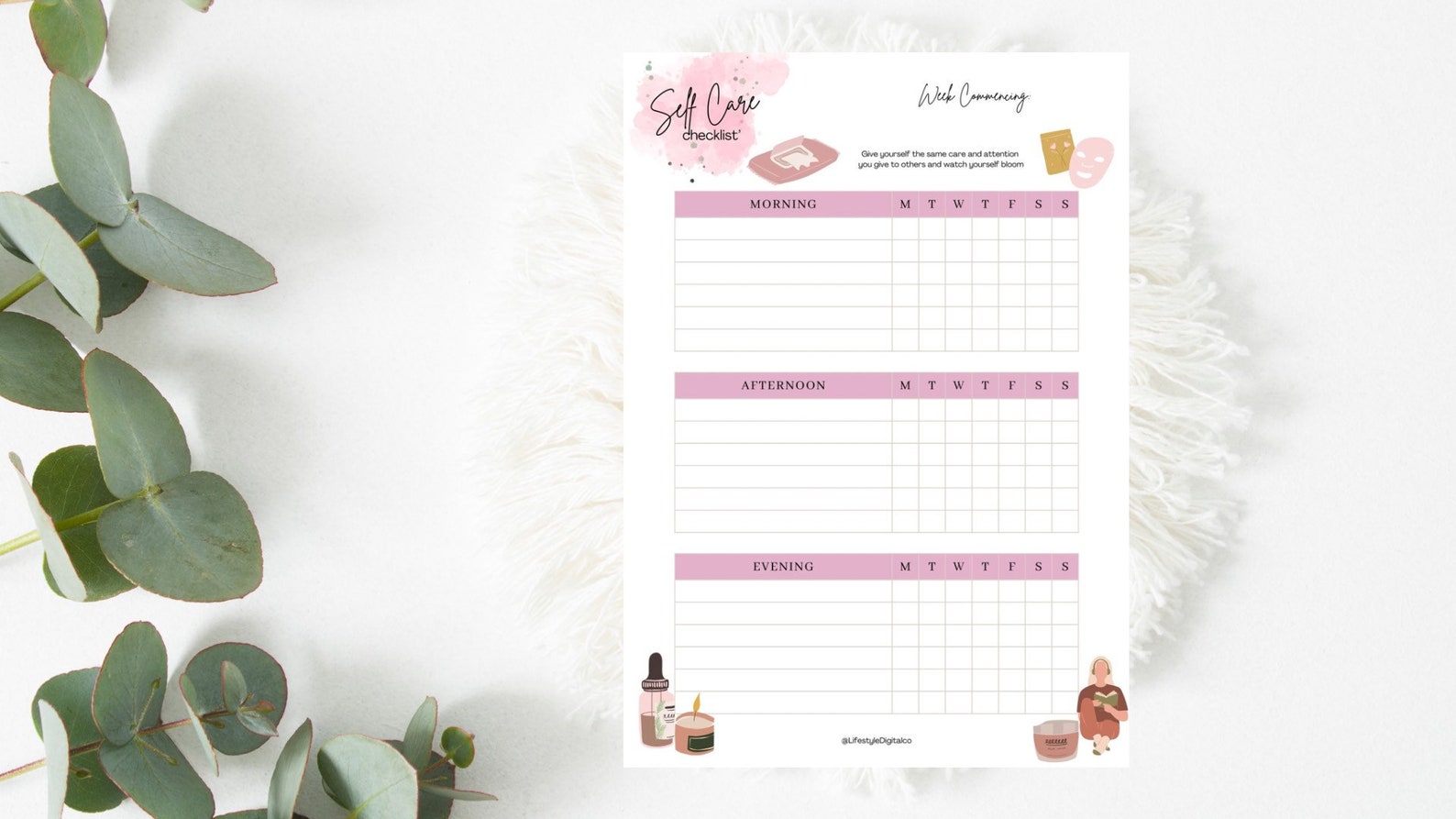Weekly Self Care Checklist Printable Self Care Habit Tracker - Etsy
