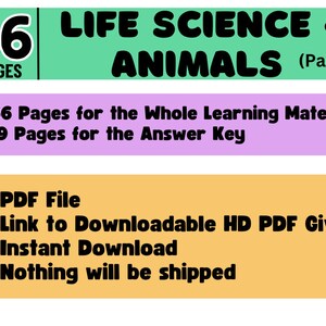 Busy Book for 5-7 Yr Old Animal Science Bundle Part 1 66 Pages of Fun ...