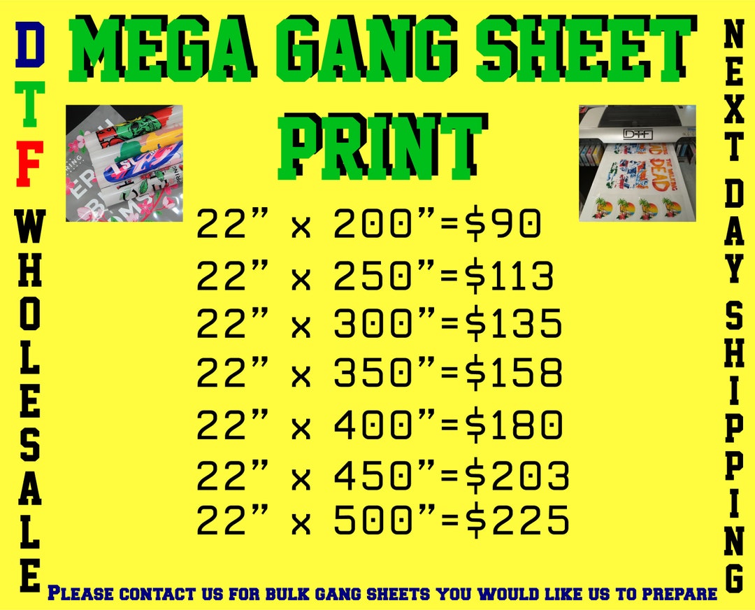 Mega Bulk Gang Sheet, Ready to Press, Direct to Film, Ready to Print ...
