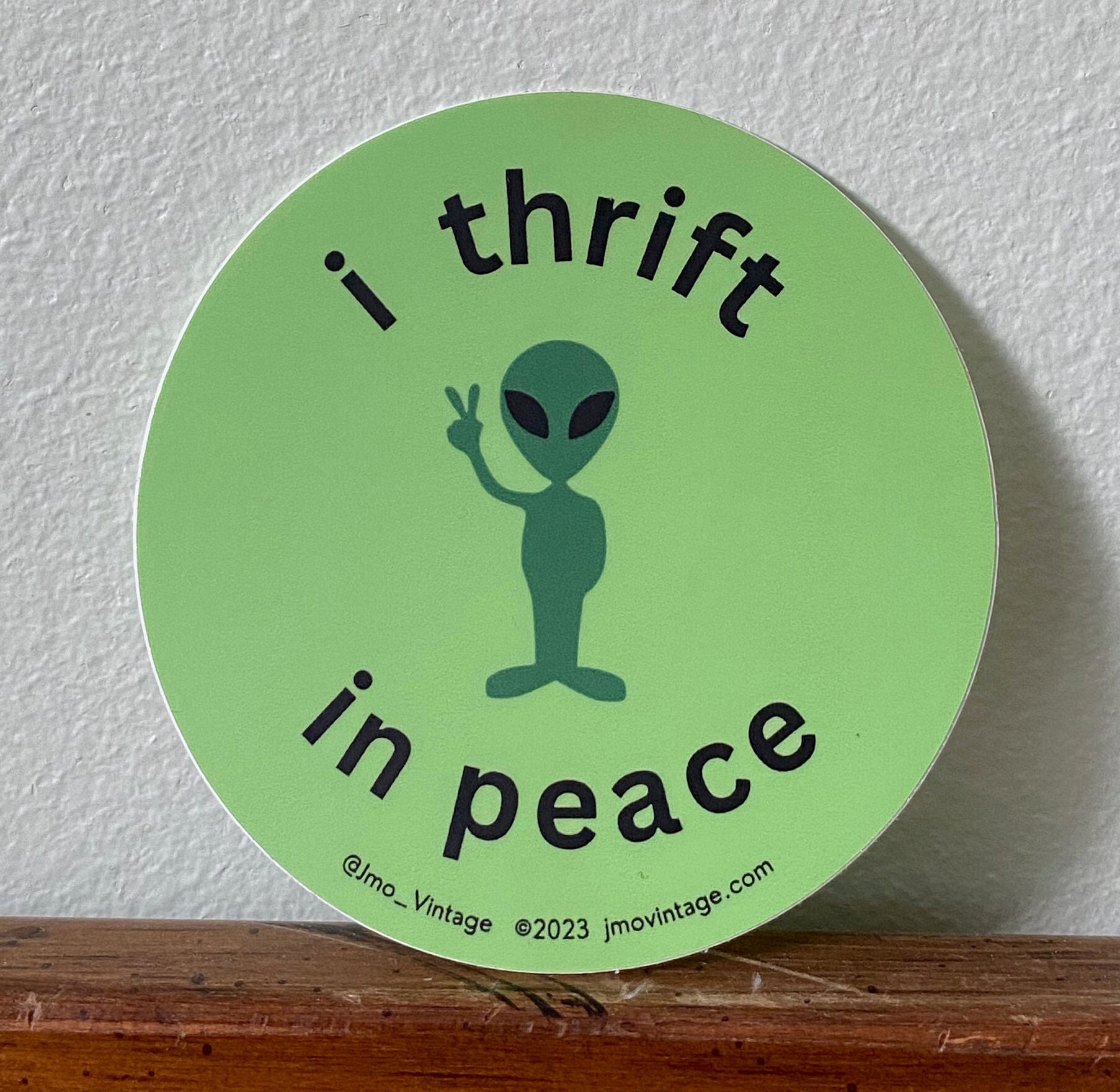 I Thrift in Peace Alien 3x3 in Sticker - Etsy