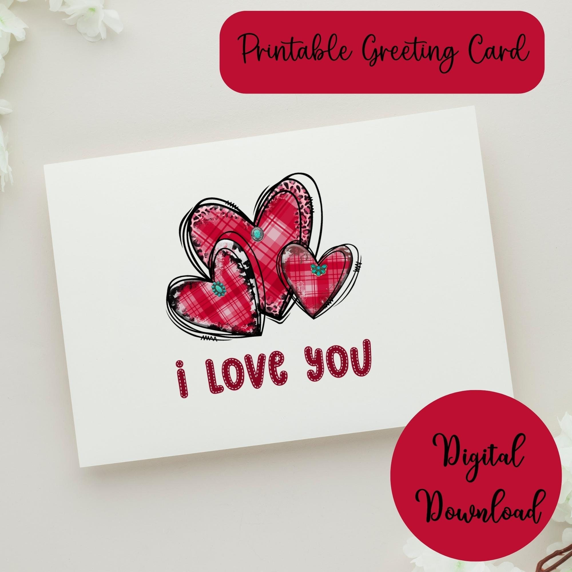 Printable I Love You Greeting Card, Printable Greeting Card, Digital ...