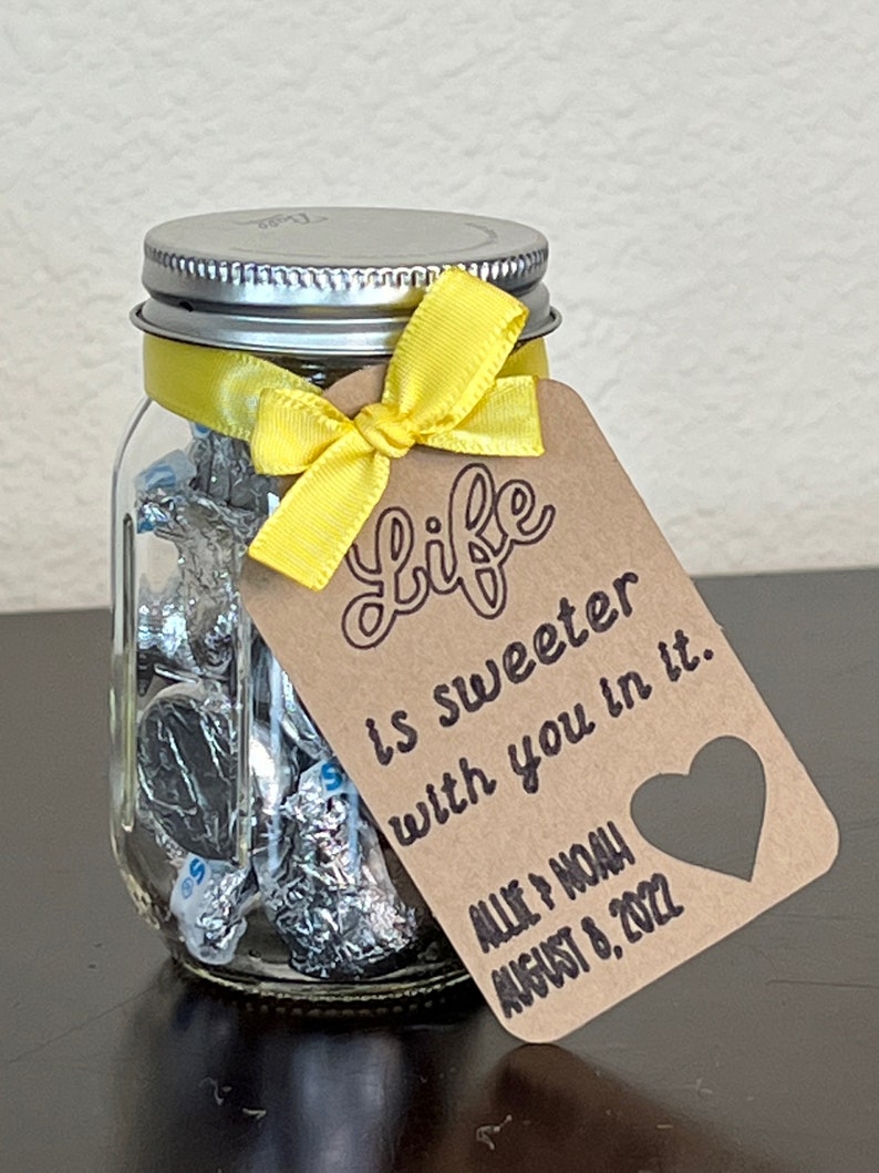Candy Wedding Favor Jar With Tag - Etsy