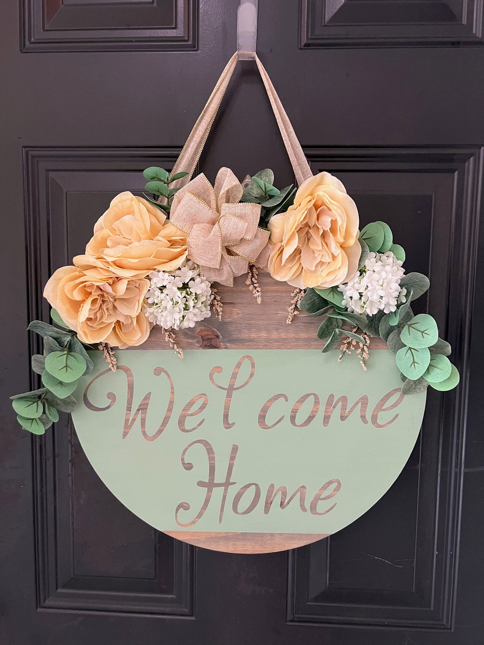 Welcome Home Sage Wood Wreath Custom Size - Etsy