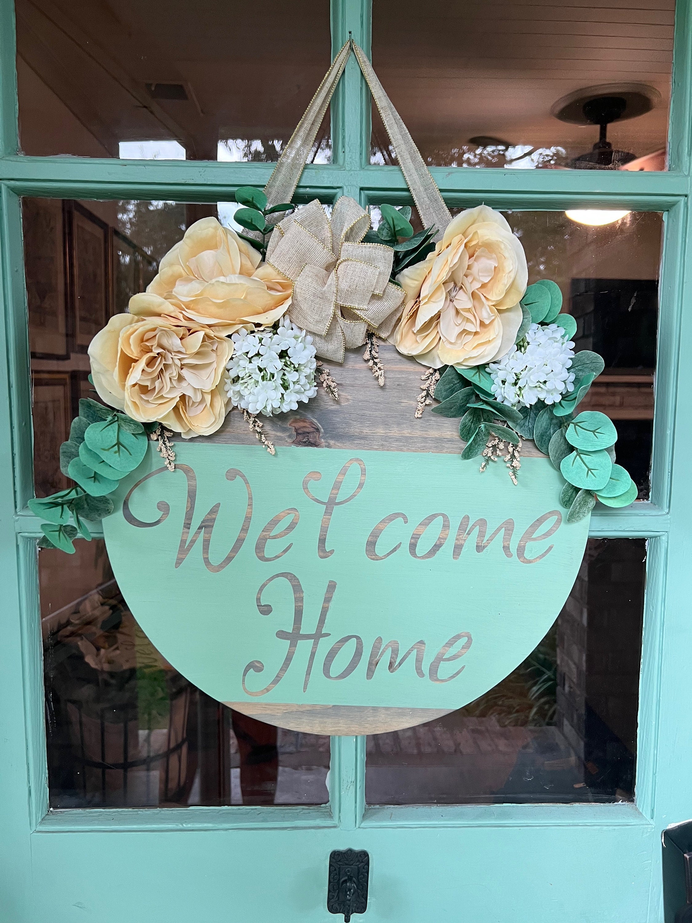 Welcome Home Sage Wood Wreath Custom Size - Etsy
