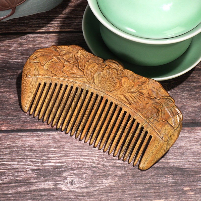 Oriental Ornate Verawood Hair Comb Classical Temperament Natural Wood ...